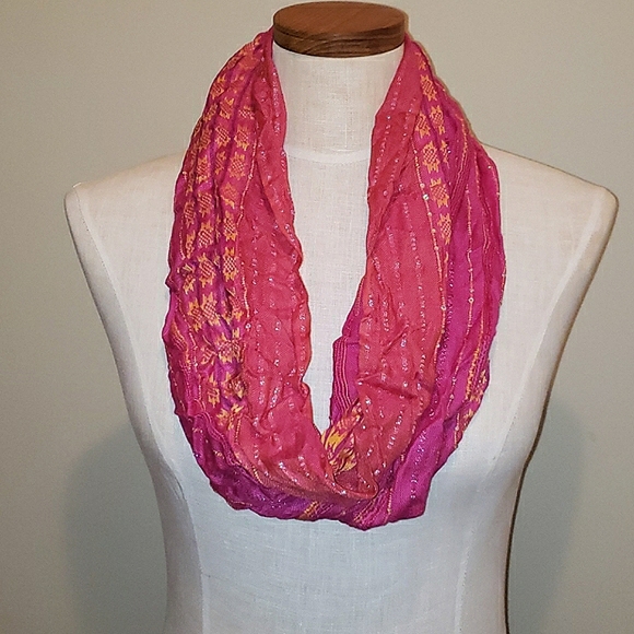Apt. 9 | Accessories | Apt 9 Pink Gold Metallic Sequin Tinsel Infinity ...
